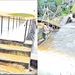 Fragile footbridge over Varca creek collapses