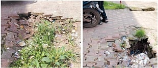Exercise extreme caution while walking on Margao’s dangerous footpaths