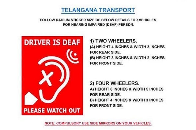 New Logos For Hearing-Impaired Drivers Will Soon Adorn Telangana Vehicles