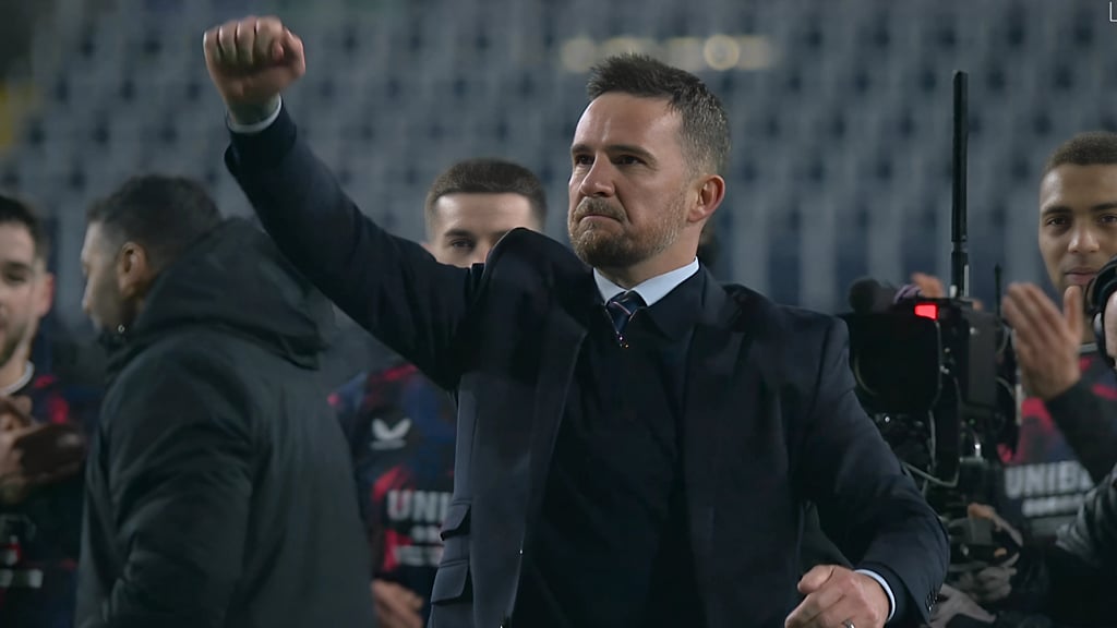 Nico Raskin reacts as Rangers fan's premonition backfires at Celtic Park