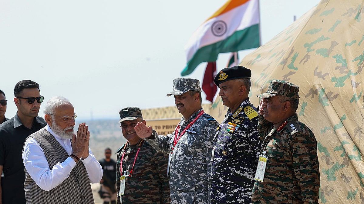 Indian PM Modi attends tri-service exercise 'Bharat Shakti'