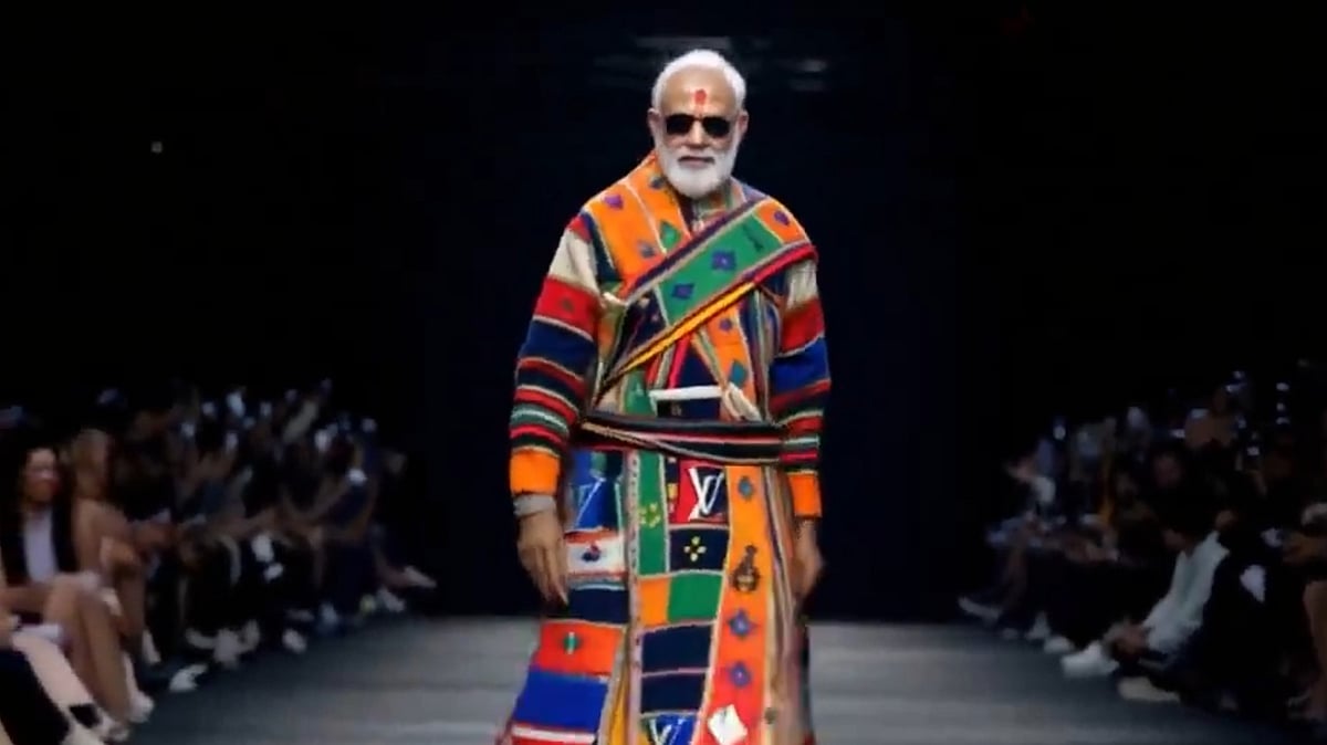 Indian PM Modi 'walks ramp' in AI Fashion Show