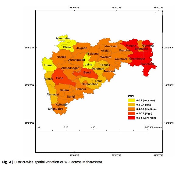 Spatial variations of water poverty determinants in Maharashtra