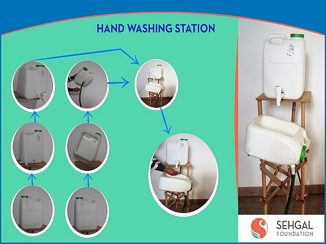 Bamboo stick handwashing station