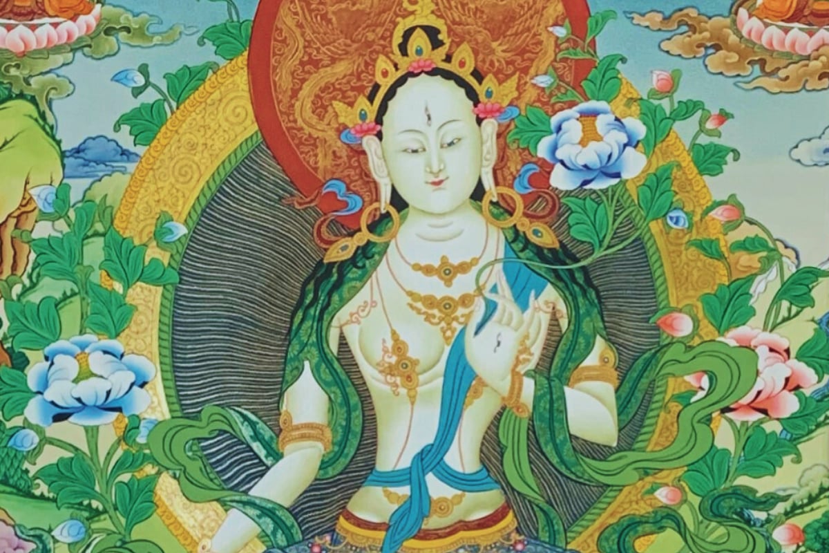 Traditional Buddhist art displays at Affordable Art Show