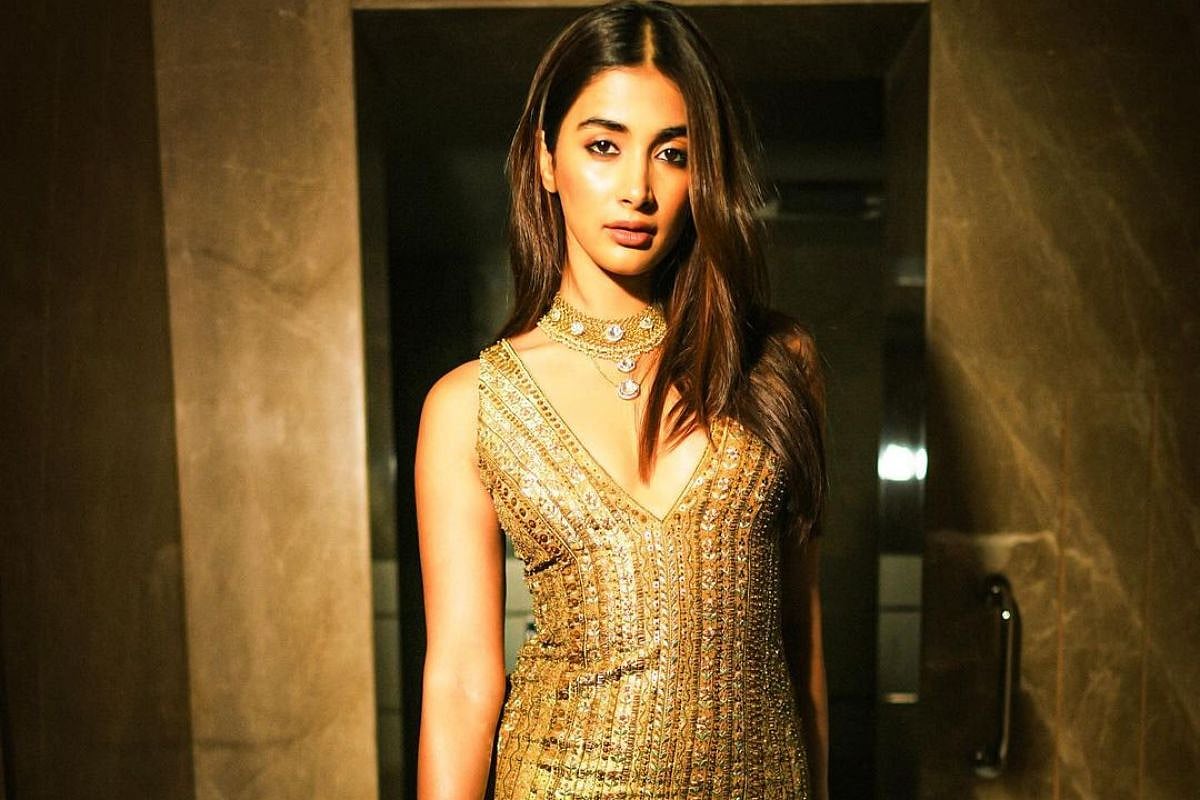Pooja Hegde stuns in Anita Dongre's golden gown worth INR 2.5 lakhs ...