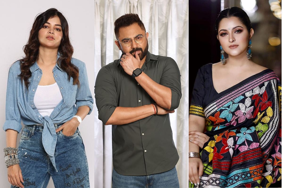 Actors Soham, Madhumita & Porimoni share screen space in Felu Bakshi