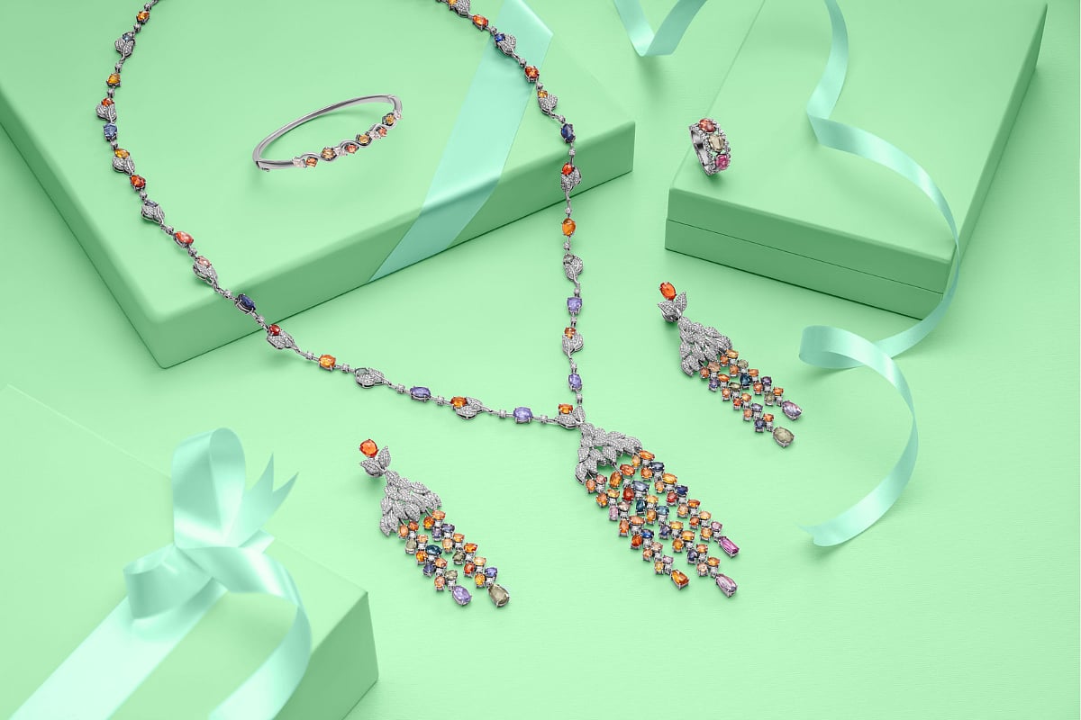 Discover VBJ's Stunning Platinum Evara Multi Sapphire Collection with ...