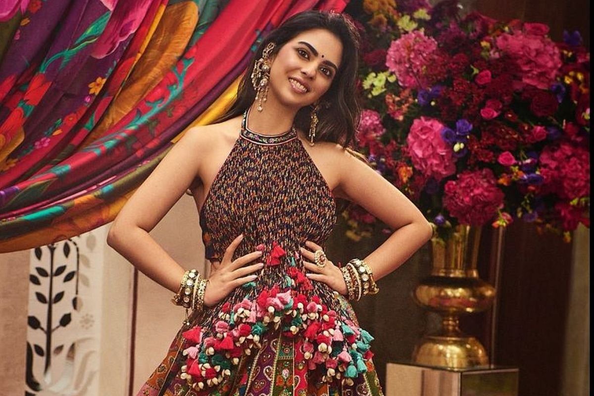 Isha Ambani stuns in Karan Torani lehenga at Anant-Radhika’s haldi