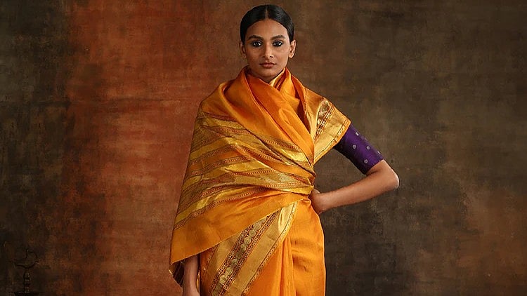 The solid gold khadi bordered-saris of Andhra Pradesh is now being ...