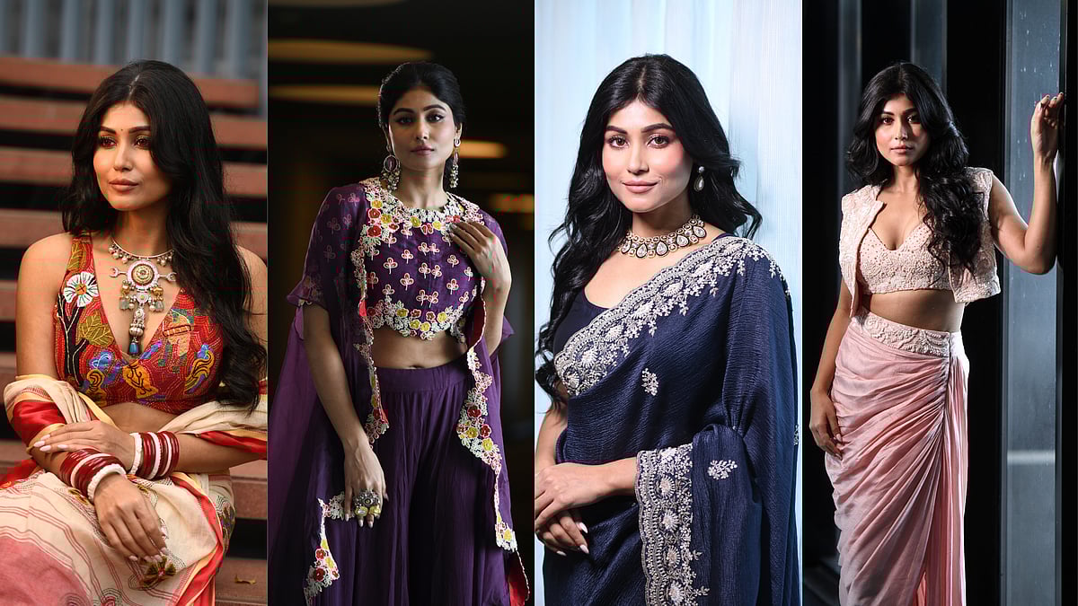 This Durga Puja only five days away, actress Madhurima Basak channels four festive looks