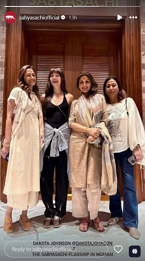 Dakota Johnson explores Mumbai, visits Siddhivinayak Temple and Sabyasachi store with Sonali Bendre