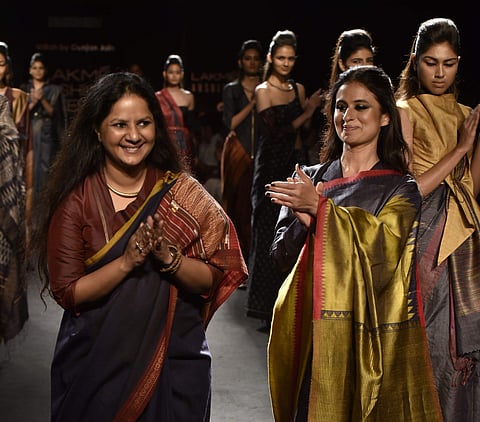 Yoginis walk the ramp at LFW for designer Gunjan Jain