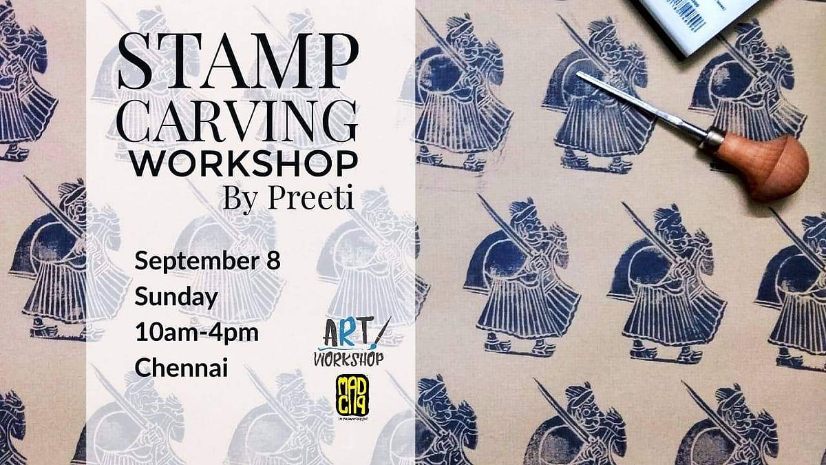 Stamp carving workshop at Palavakkam