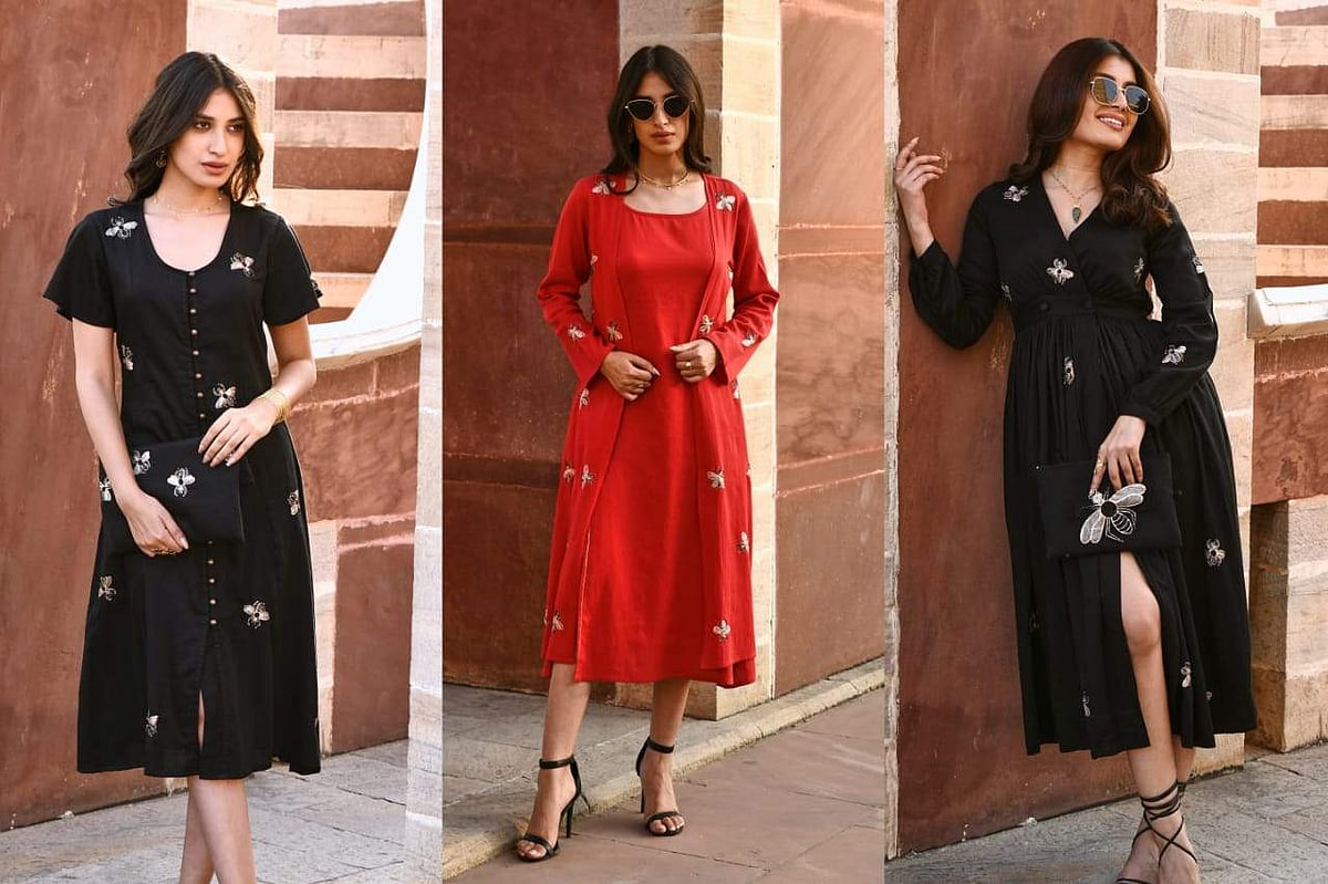 Playful bug-print ensembles from Akanksha Aggarwal's Gulaal India