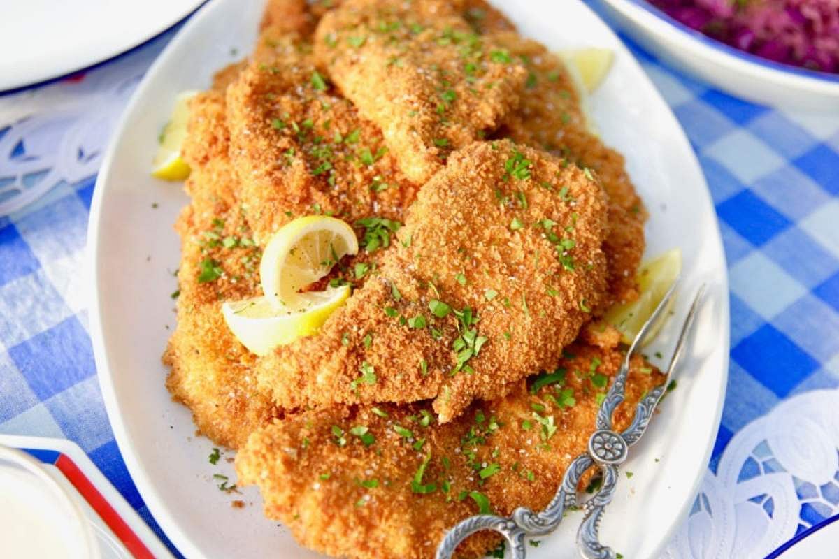Meisterwurst German Schnitzel with Arugula Parmesan Cheese Salad and ...