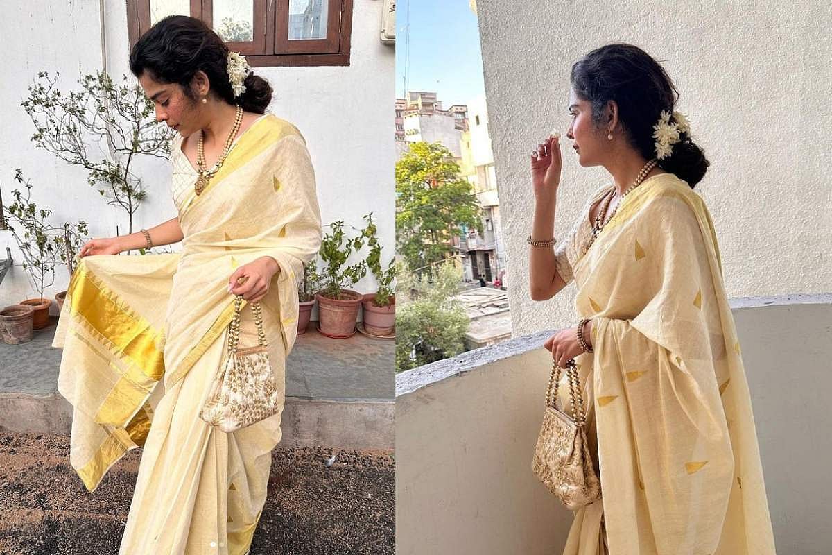 Actor Mithila Palkar shone in cream sari for Onam