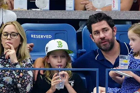 Family day at US Open: Emily Blunt and John Krasinski attend tennis ...