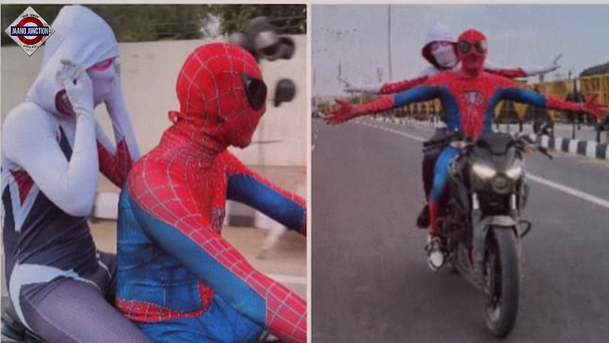 'Spiderman', 'Spider-woman' arrested for performing bike stunts in Delhi