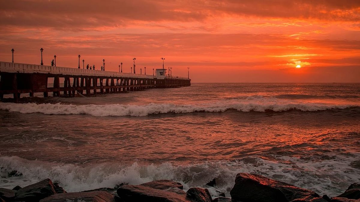 The 60-year-old port bridge in Pondicherry collapsed due to sea rage.