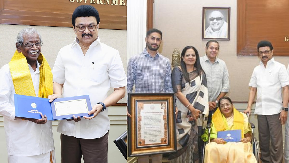 Singer Sushila and poet Metha were presented award by CM MK Stalin