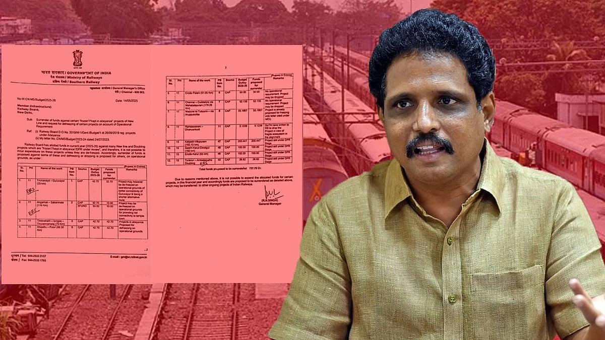 “The Union Government has frozen Tamil Nadu rail development projects ...