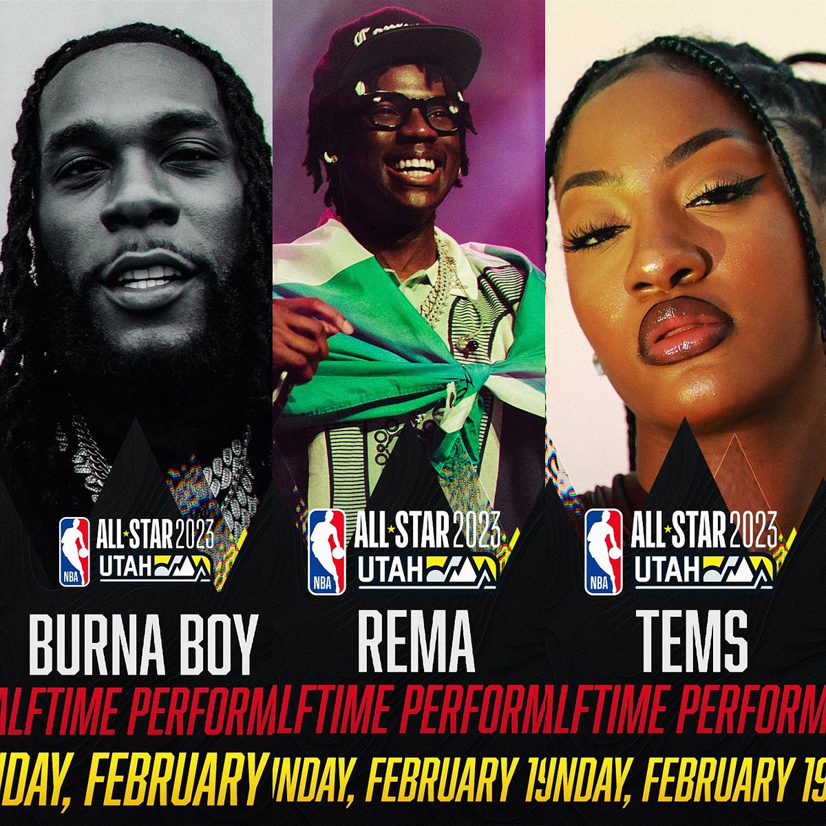 Burna Boy, Tems & Rema to Headline 2023 All-Star Halftime Show