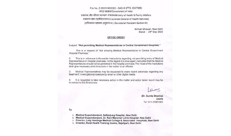 Medical Representatives Banned from Visiting Government Doctors