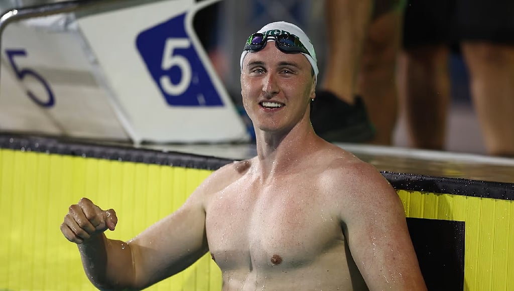 Olympic champion swimmer Cameron McEvoy breaks the 50-meter freestyle ...
