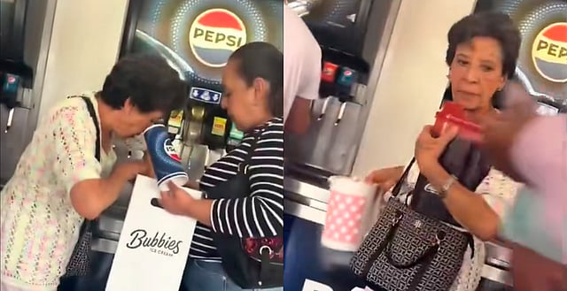 Mujeres son captadas llenando jarras de refresco en Costco