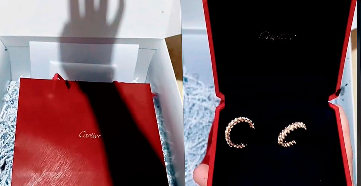 Joven hace unboxing de sus aretes Cartier [Video]