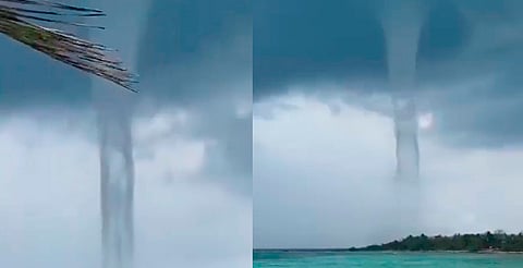 Impresionante tromba marina captada en playa Xpu-Há, Quintana Roo - Vea el video