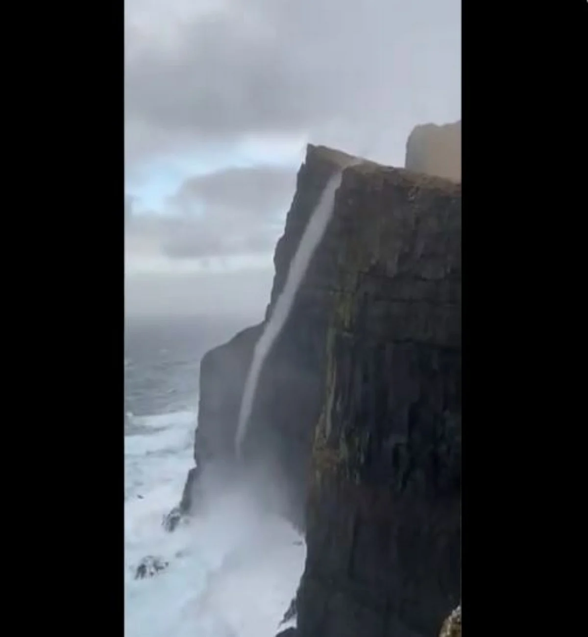 WATCH: Defying gravity water flows upwards in Faroe Islands!