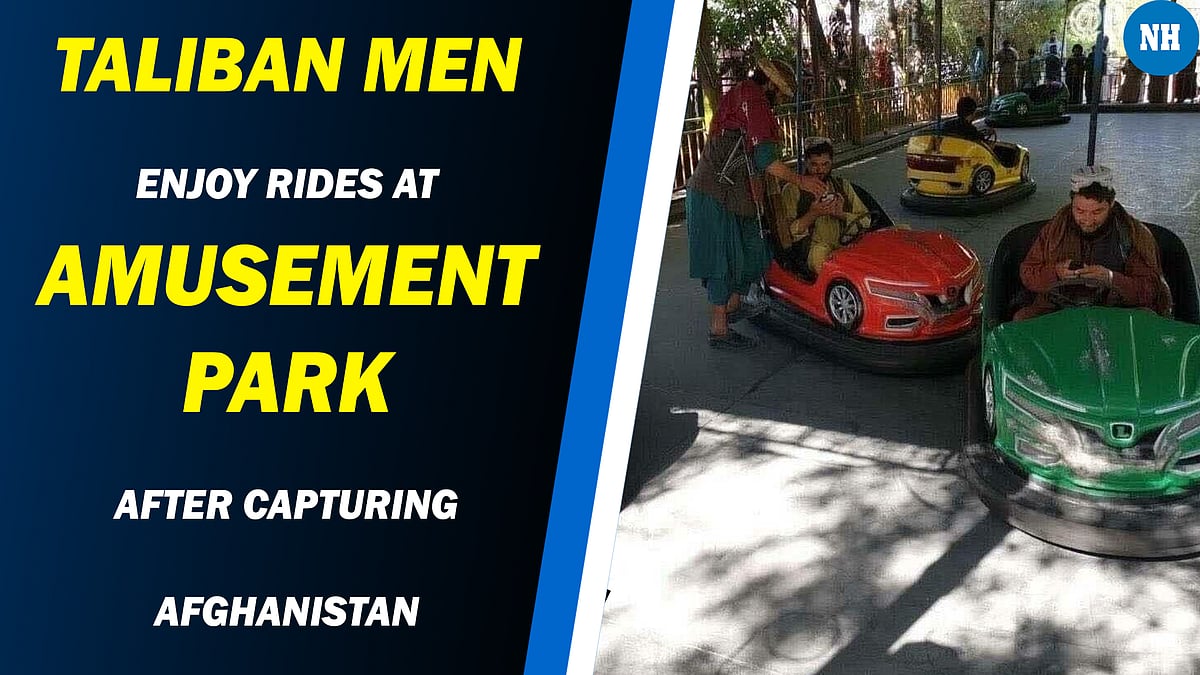 Taliban men enjoy rides at amusement park after capturing Afghanistan
