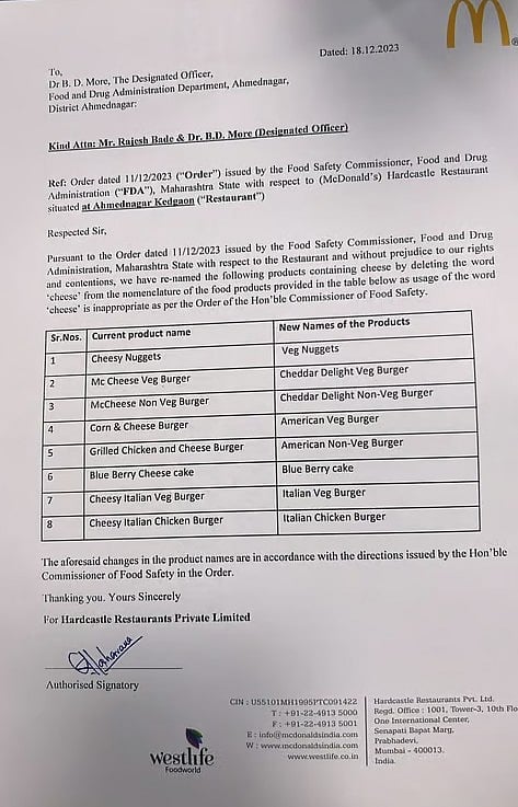 Maharashtra FDA slams McDonald's over cheese substitutes