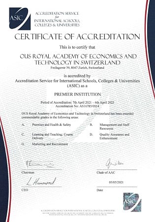 Swiss International University announces accreditation from ASIC UK, a ...