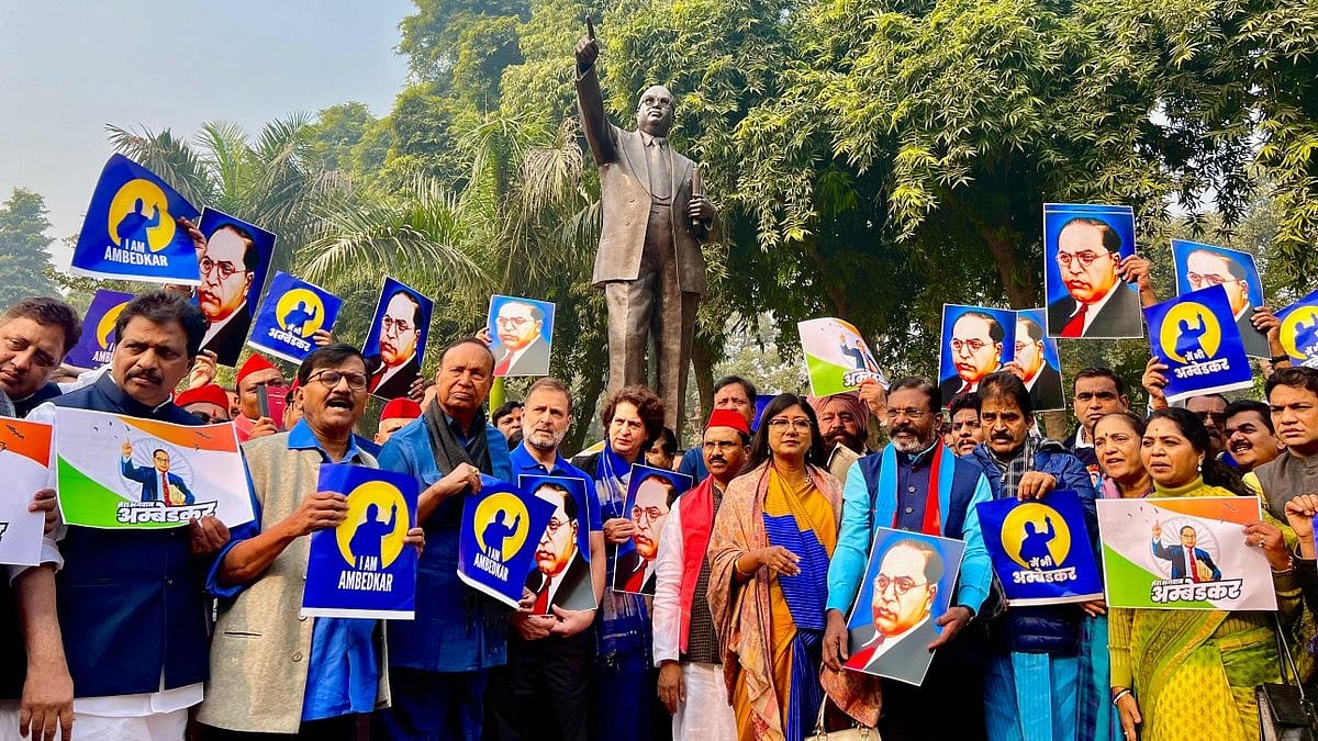 ‘I am Ambedkar’: INDIA bloc say ‘Jai Bhim!’, protest in blue