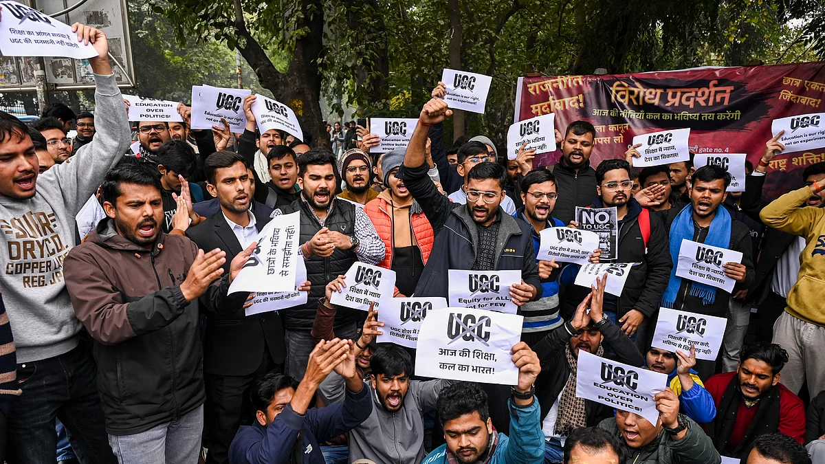 Delhi University students protest against new UGC regulations