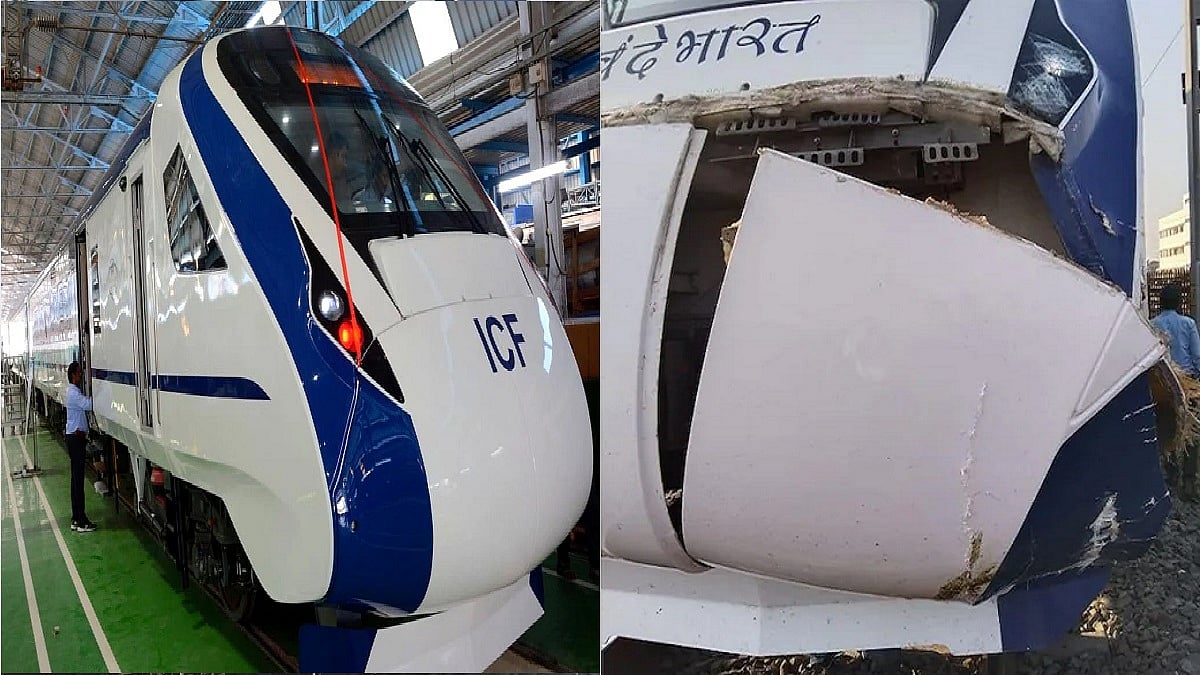 'वंदे भारत एक्सप्रेस' इस बार गाय से टकराई, हुआ वही हाल! टूट गया सामने ...