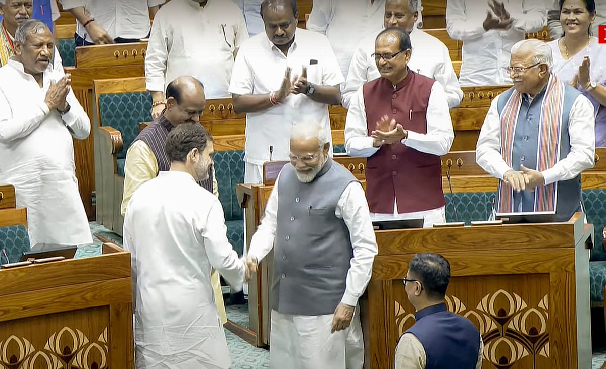 A rare Rahul-Modi handshake in the House