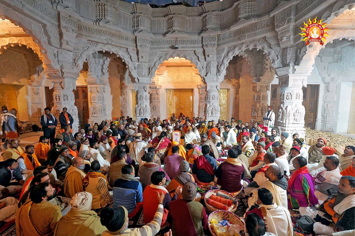 New idol of Lord Ram placed in sanctum sanctorum of Ayodhya temple