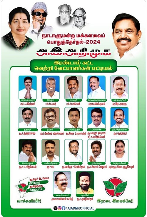 LS polls 2024: AIADMK's second list out; party to contest 33 seats ...