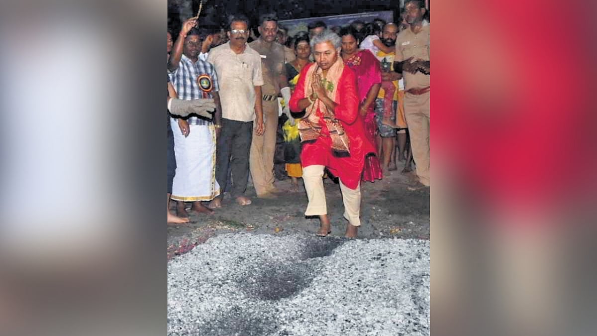 Tamil Nadu Home Secretary, Bhavanisagar MLA walk on fire at Mariamman ...