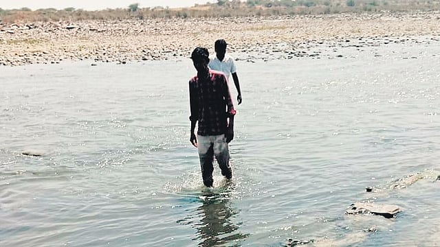 The once-mighty Krishna river is now crossable by foot
