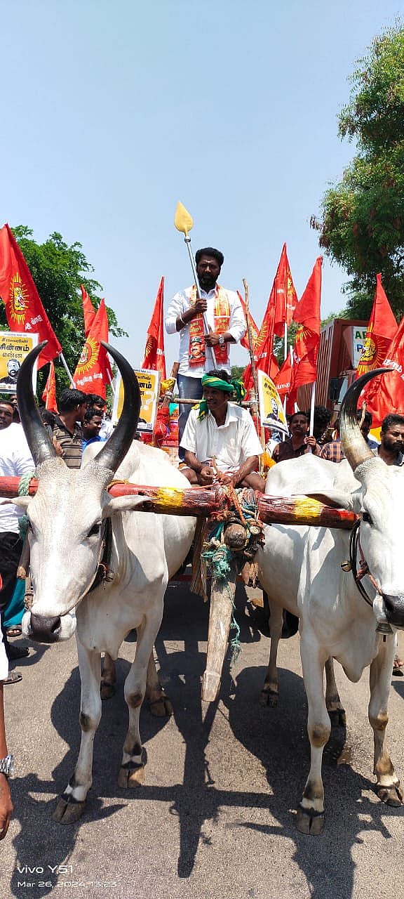 Tamil Nadu: NTK candidate arrives in bullock cart to file nomination in ...