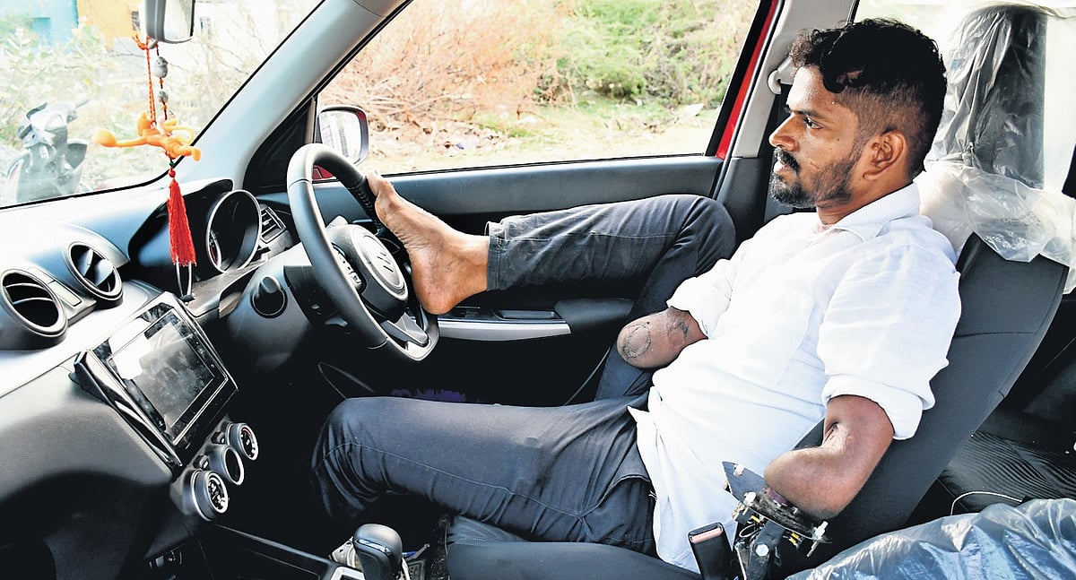Chennai man without hands gets licence to drive car with legs