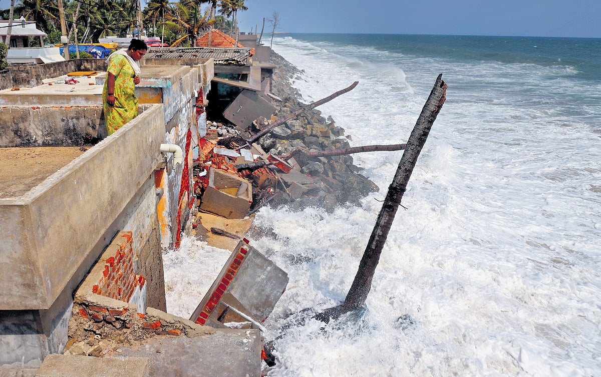Swell waves pound Kerala shores; houses damaged, roads breached