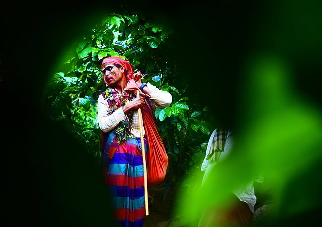 Red and resplendent, Mariyamma descends