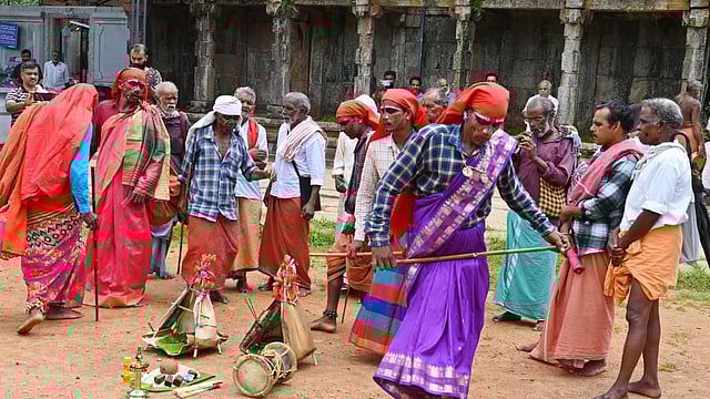 Red and resplendent, Mariyamma descends
