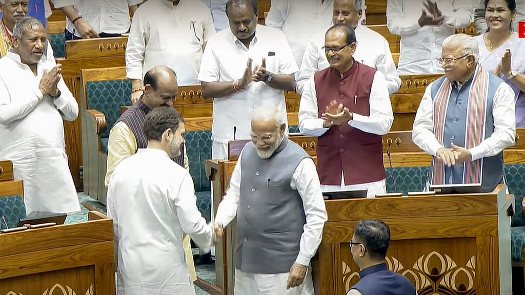 A rare Rahul-Modi handshake in the House